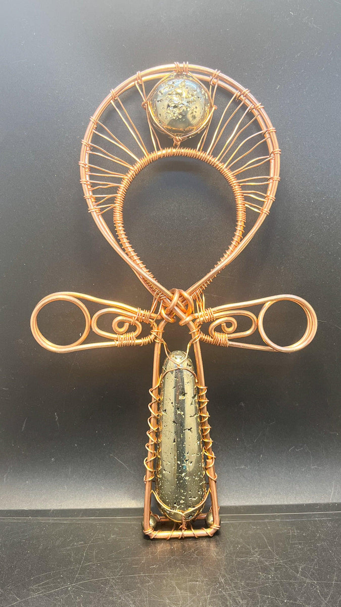 Pyrite Wand and Sphere Handheld Copper Ankh – Infinite Treasures, LLC